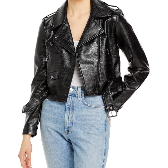 Aqua | Jackets & Coats | Aqua Croc Embossed Jacket Vegan Leather | Poshmark